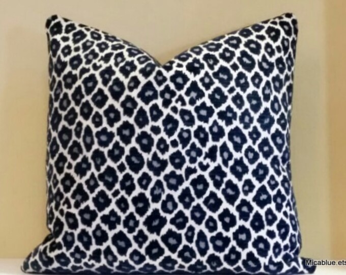 Accent Pillow, Navy Blue Leopard Print Pillow Cover, Reversible Pillow ...