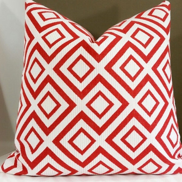 Red Geometric Pillow - Etsy