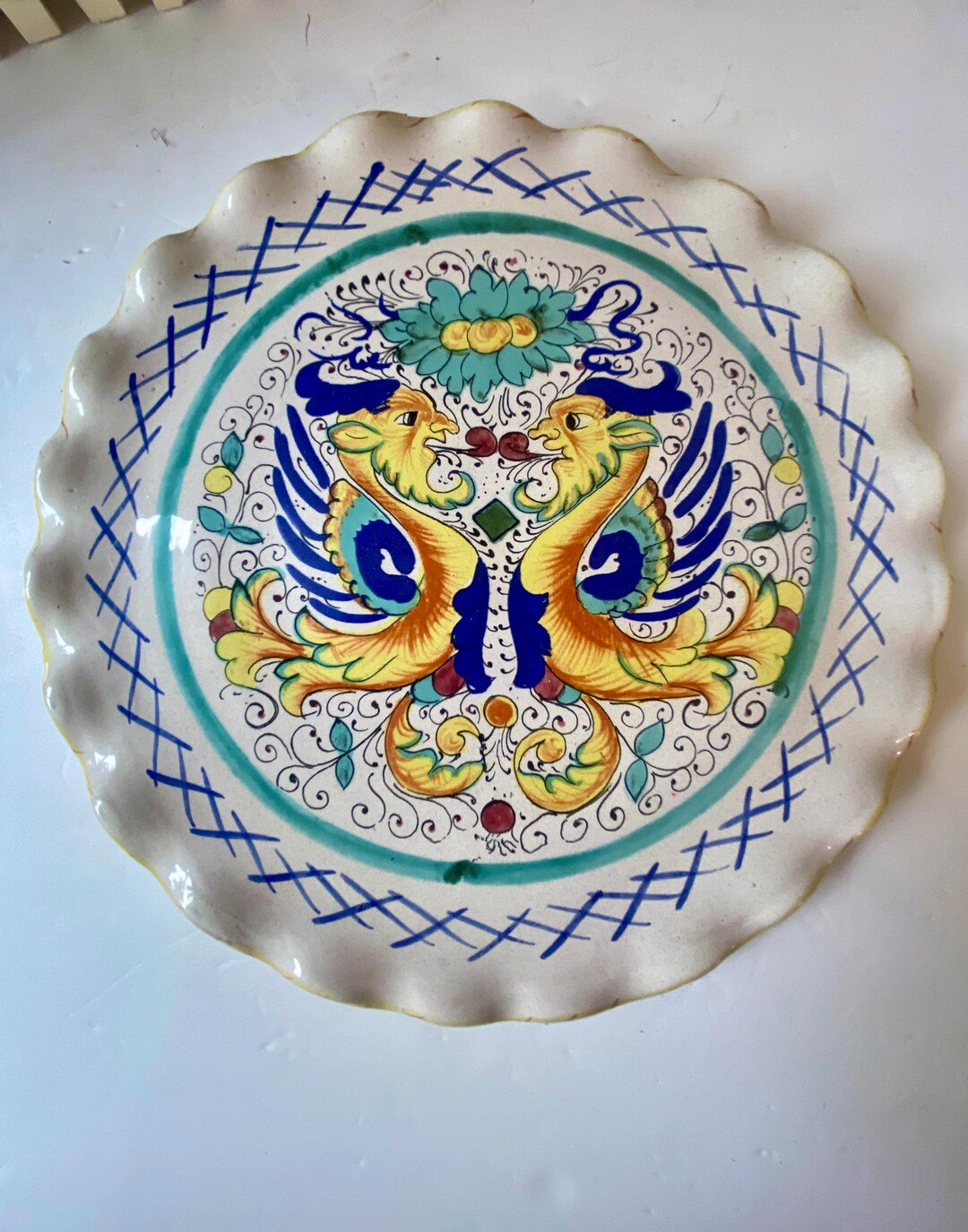 Vintage Italian Art Pottery Dip A Mono Deruta Fighting Dragons Italy - Etsy