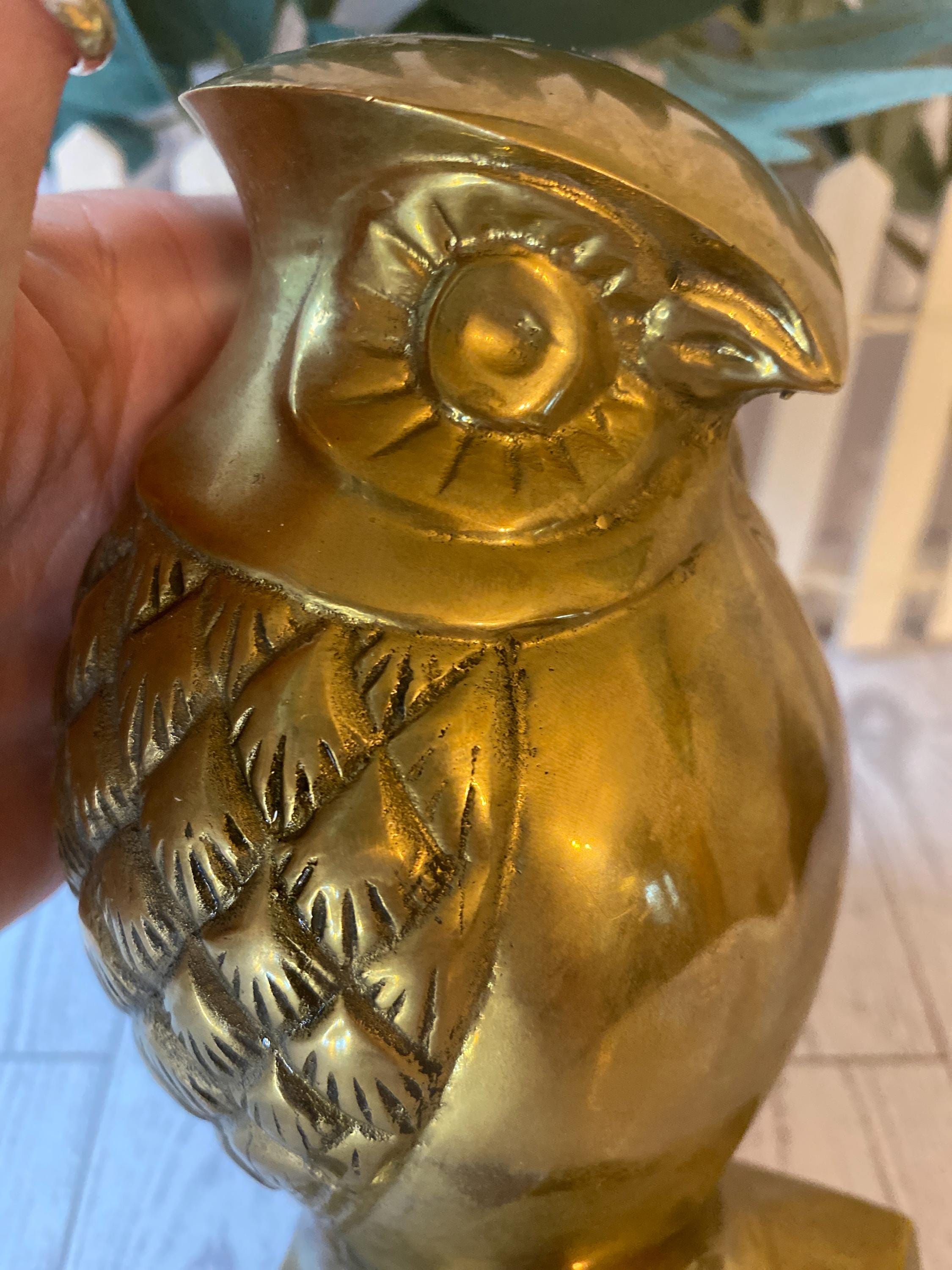 Vintage Solid Brass MCM Owl Bird Statue Home and Living Decor - Etsy