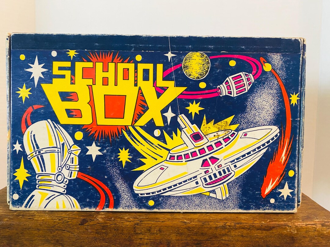 Vintage Pencil School Box Atomic Space Outer Box Y2K 1980s Space Theme ...