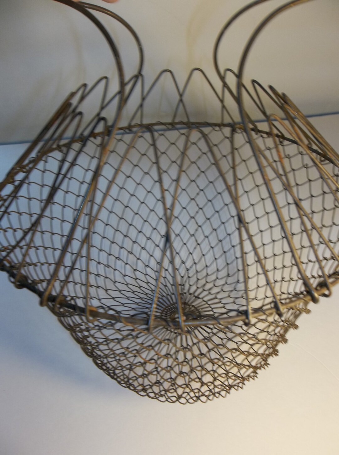 Vintage Metal Mesh Egg Basket Collapsing Hanging Cottage Farm Fresh - Etsy