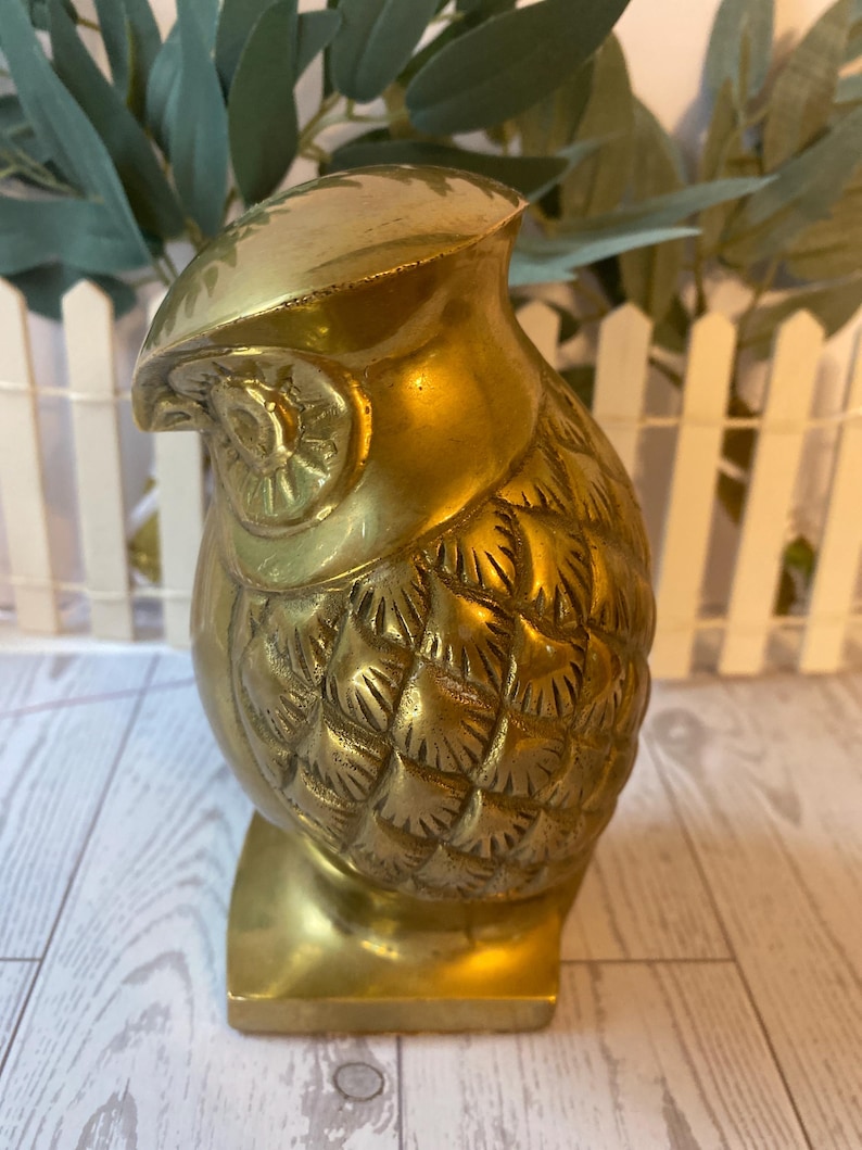 Vintage Solid Brass MCM Owl Bird Statue Home and Living Decor - Etsy