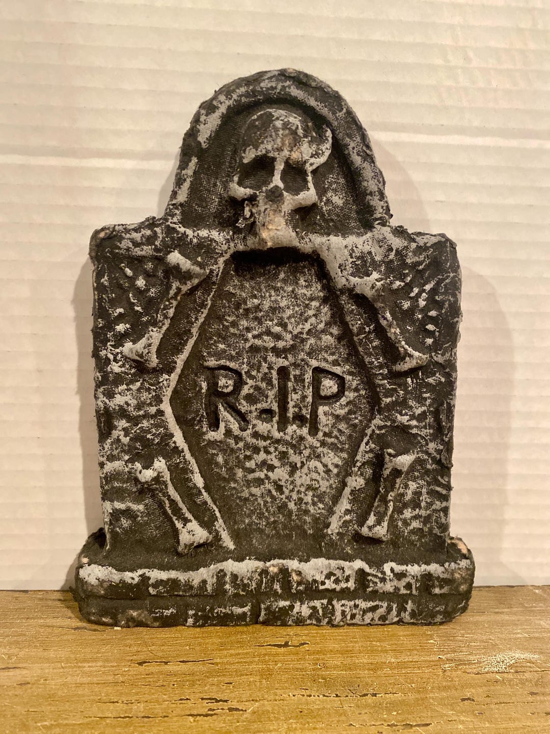 Vintage Halloween Paper Mache Tombstone 7 1/2 Inch Gravestone Goth ...