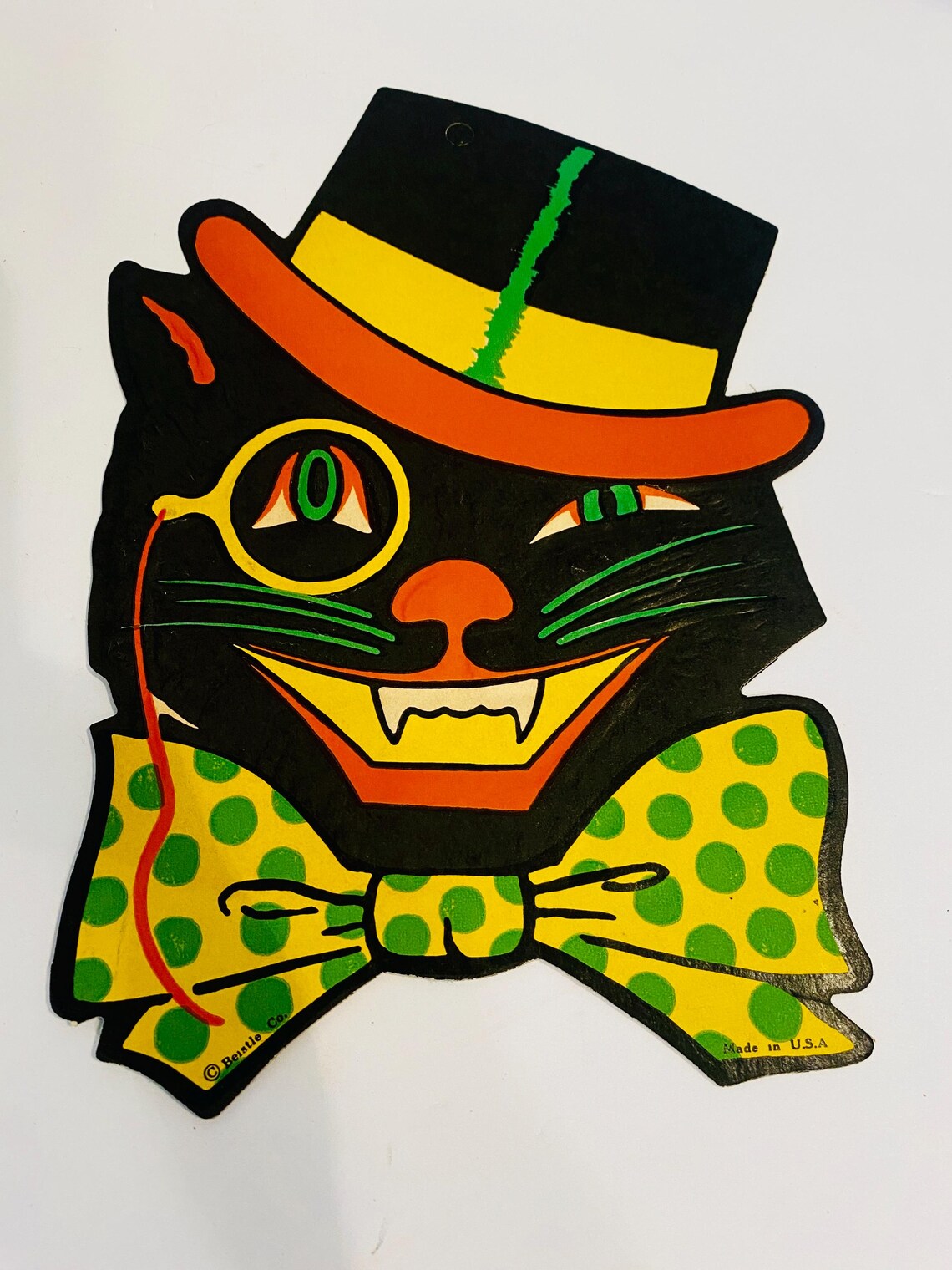 Halloween Die Cut Beistle USA Scardy Cat With Derby Hat and Bow Tie ...