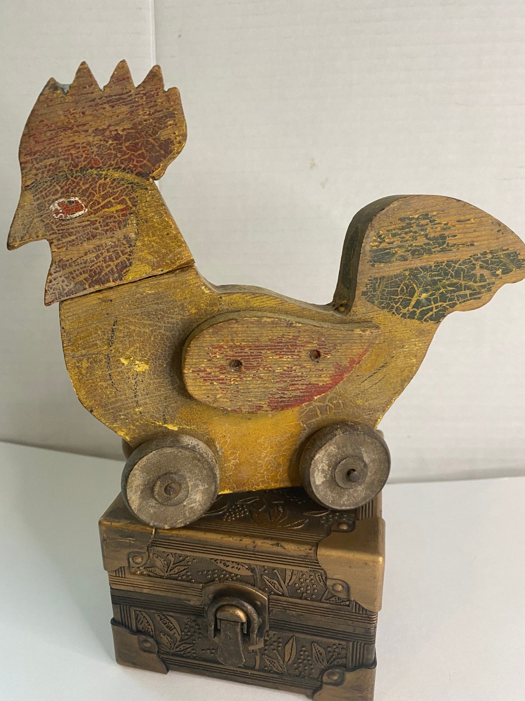 Antique Wood Painted Rooster Pull Toy , Vintage Folk Art - Etsy