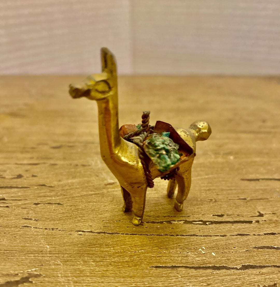 Miniature Brass Lama Alpaca, Alpaca Carrying Copper Ore, Metal Vintage ...