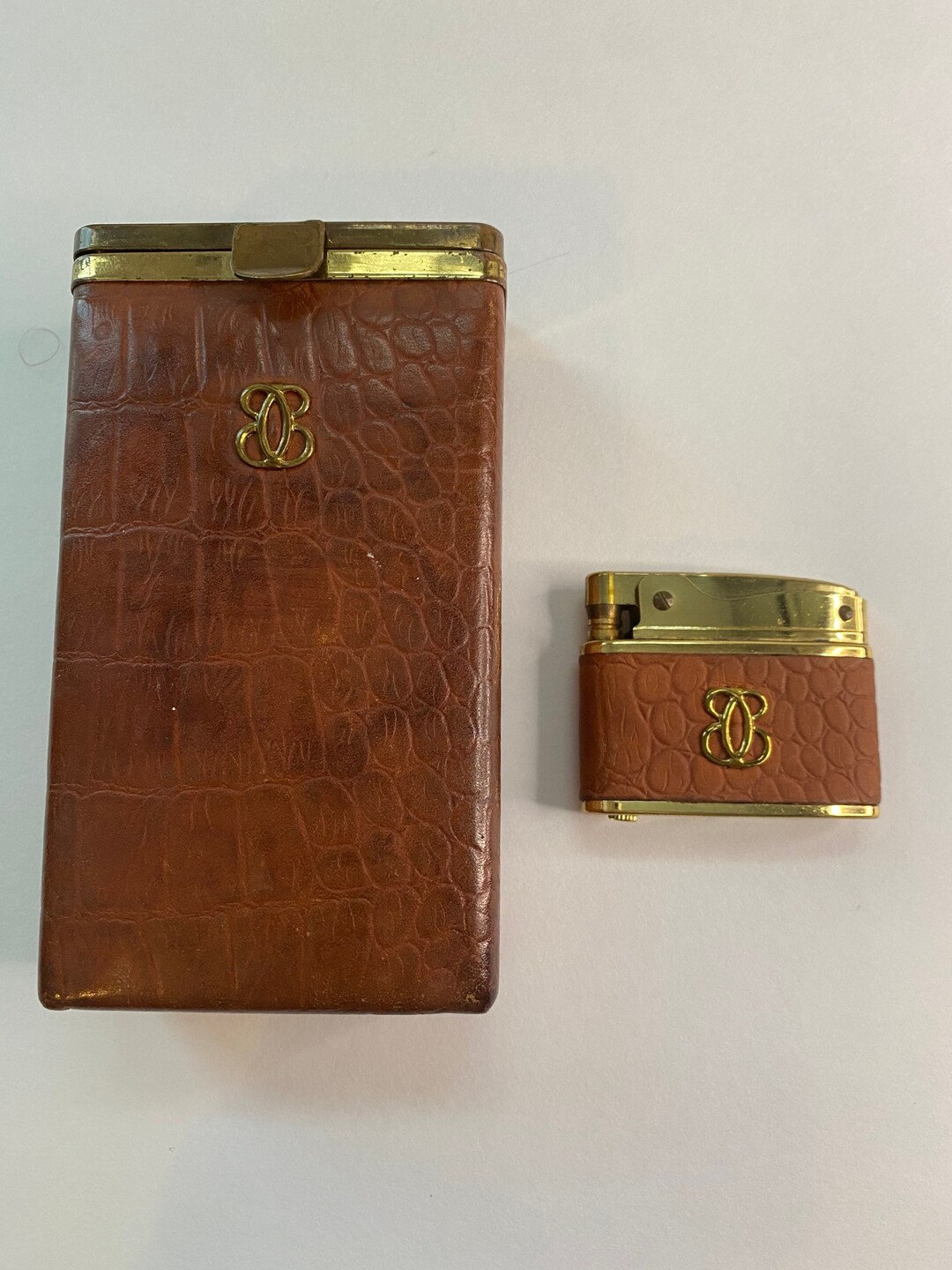Vintage Buxton Leather Cigarette Case and Matching Lighter - Etsy