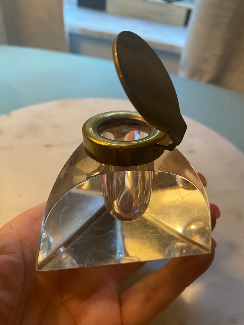 Antique Ink Well With Flip Cap Triangular Shape - Etsy