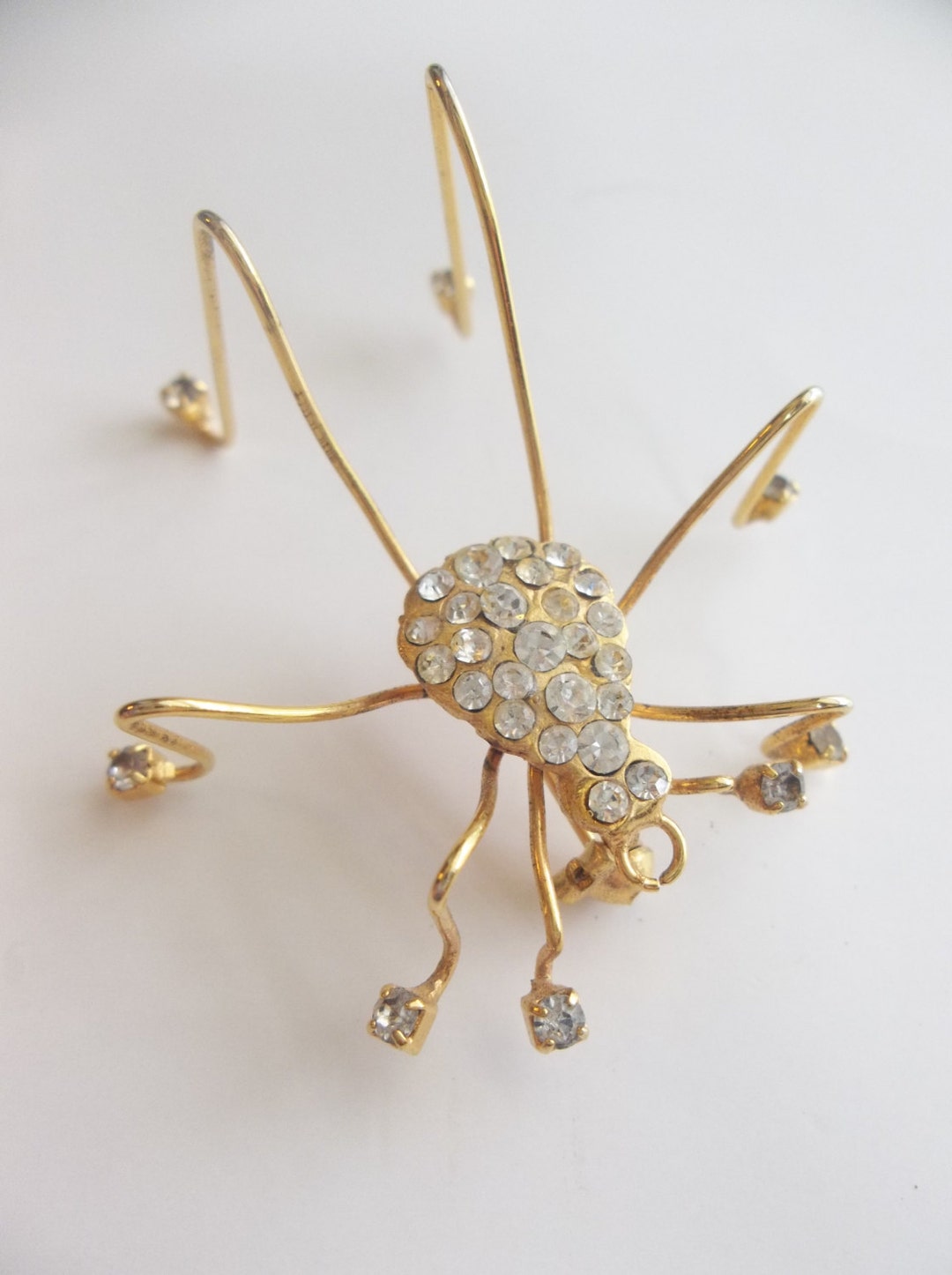 Spider Brooch Pin Clear Rhinestones Goldtone Insect Jewelry - Etsy