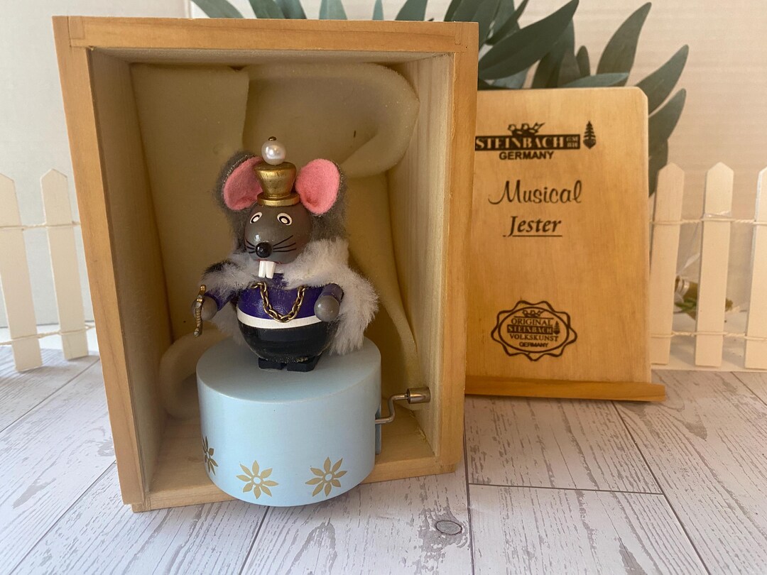 German Steinbach Music Box Nutcracker Suite Mouse Jester Wooden ...