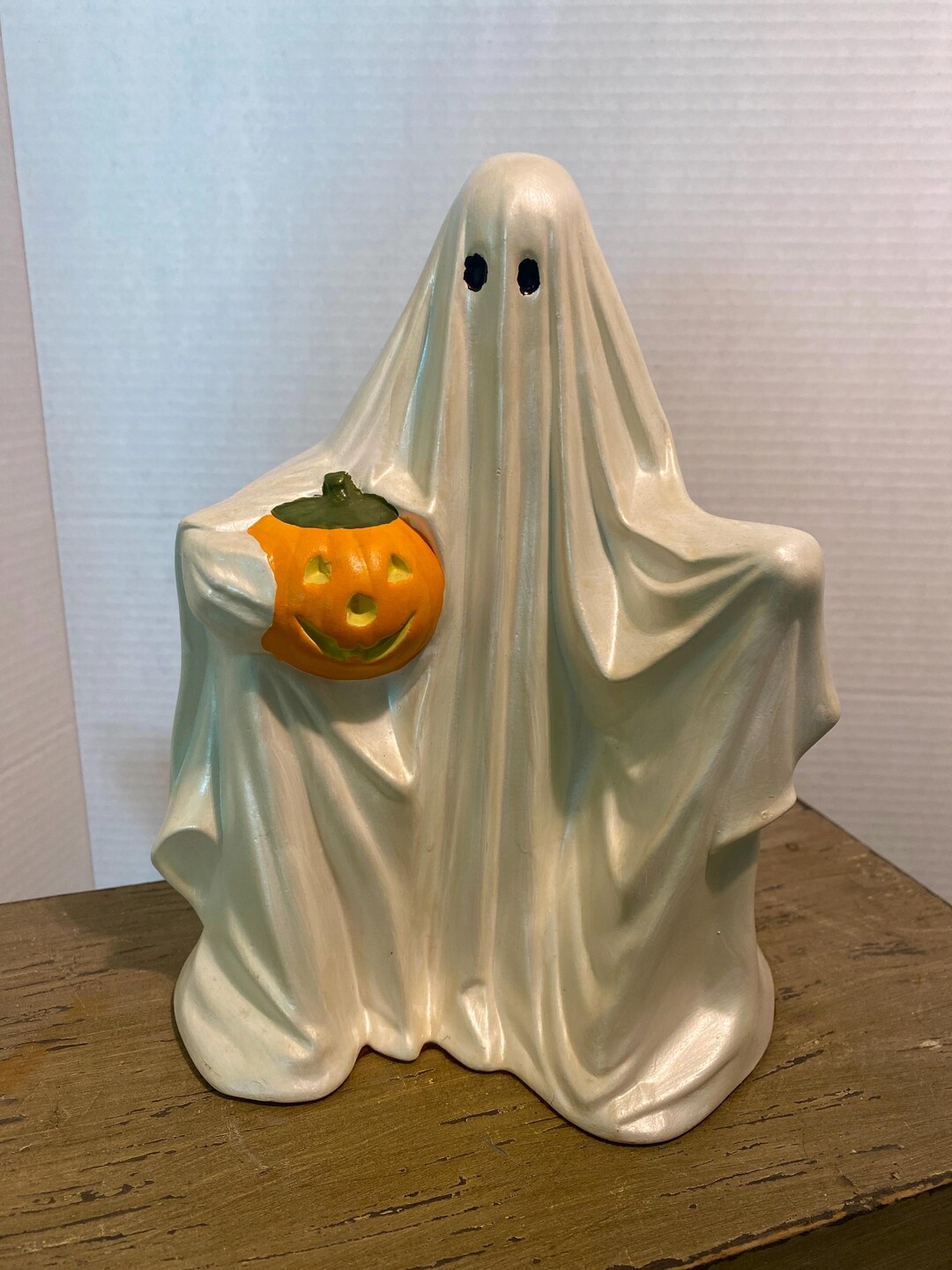 Ghost Ceramic Holding a Jack-olantern Vintage Halloween Decor ...