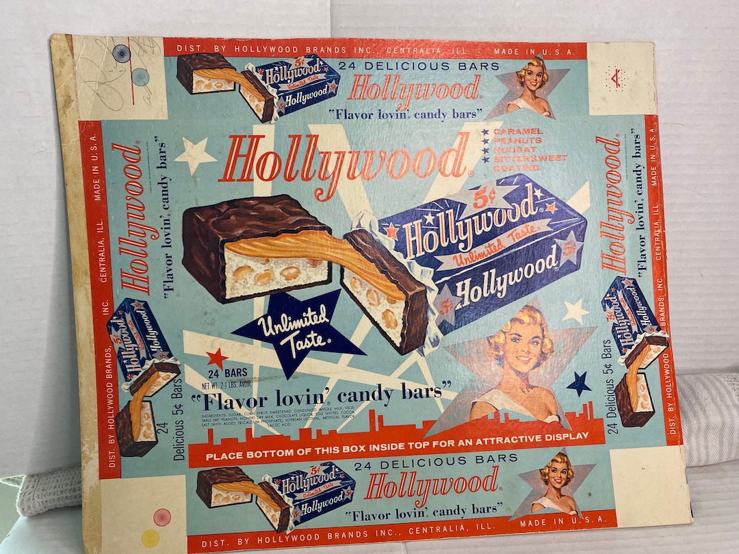 Vintage Candy Hollywood Candy Bar Box Top 1950 1960 Nos - Etsy
