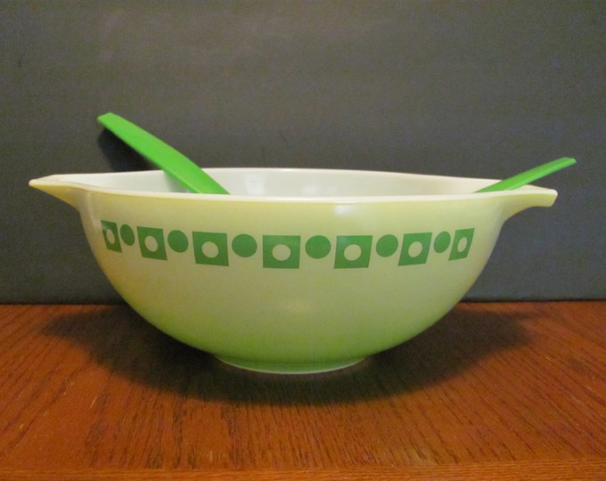 Pyrex Green Dot Squares Salad Bowl Serving Original Box - Etsy