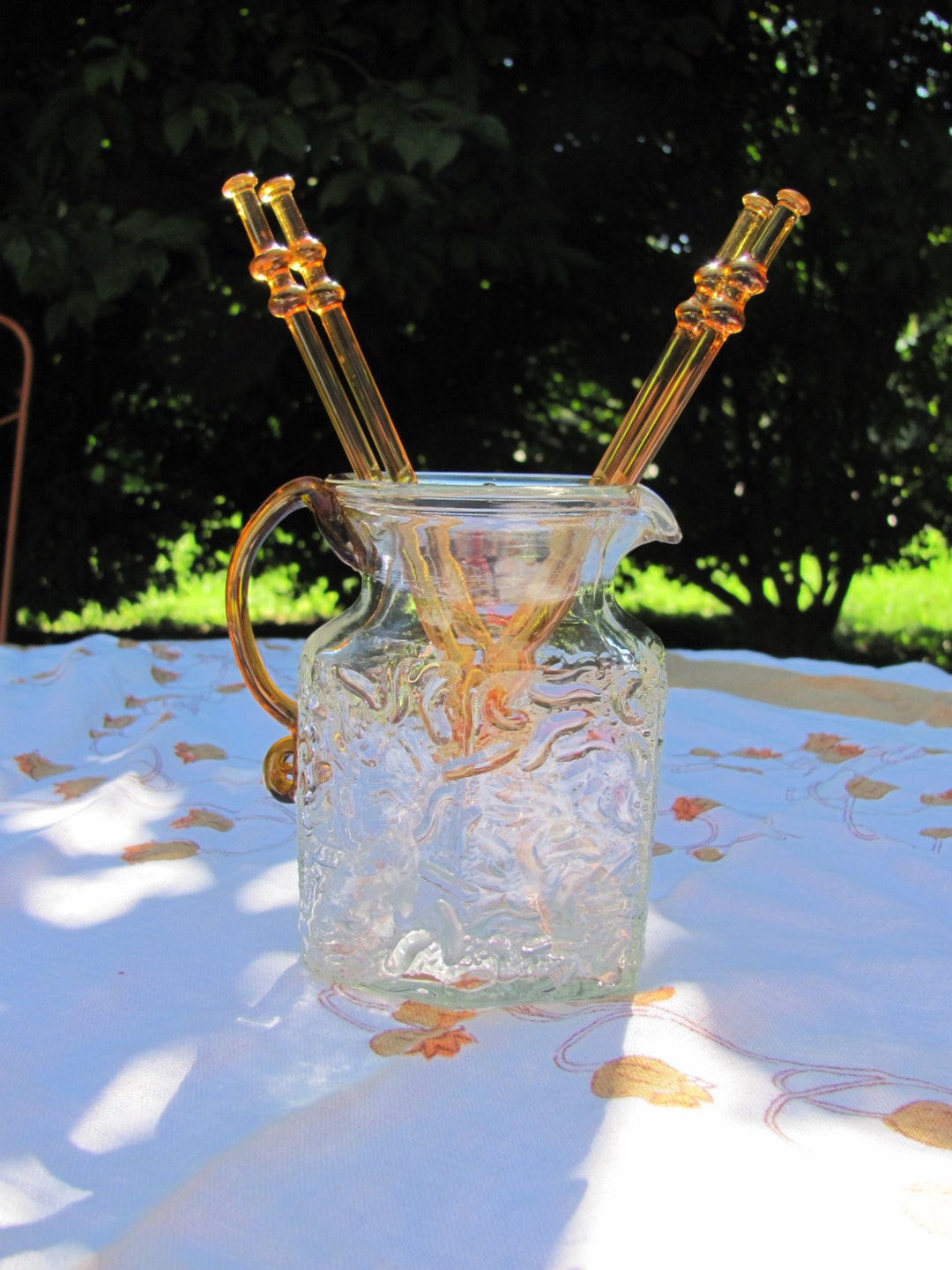 Pilgrim Amber Handled Mini Pitcher With Amber Swizzle Spoons - Etsy