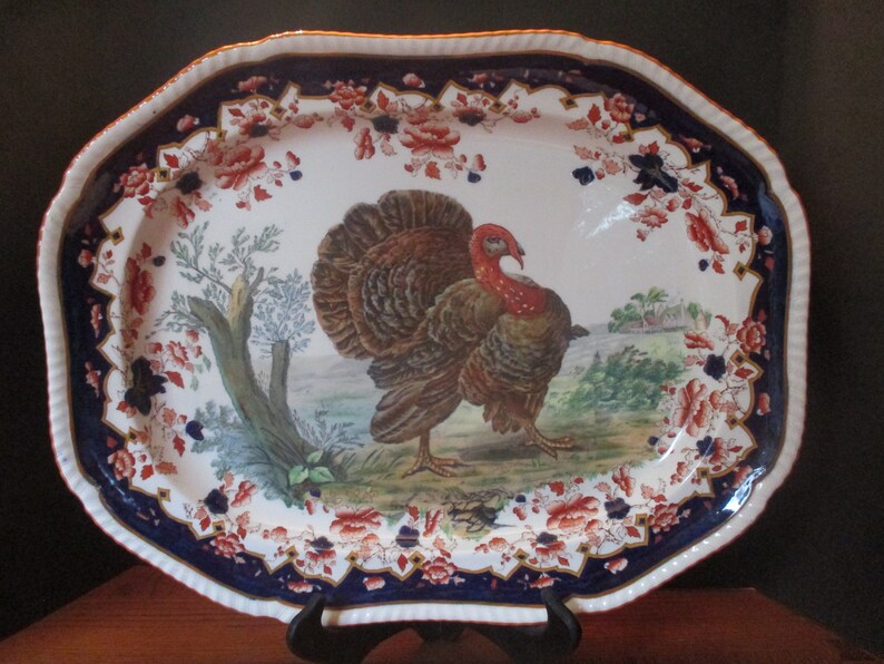 Huge Copeland Spode Turkey Platter Hand Painted Over - Etsy