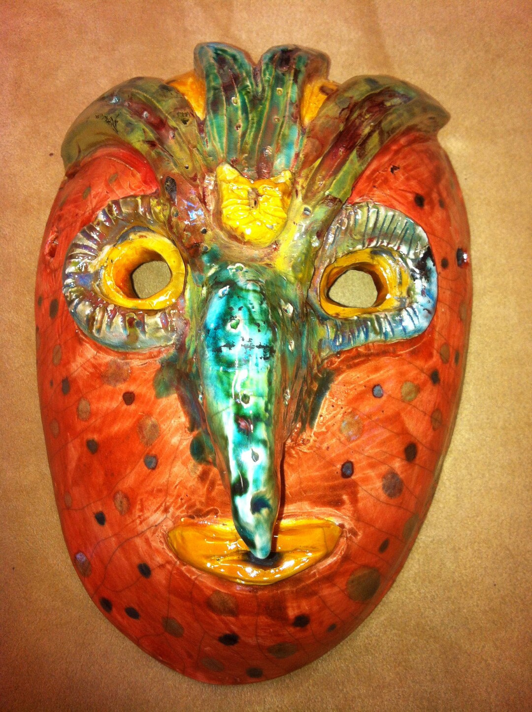 Mardi Gras Birdman Porcelain Raku Mask - Etsy