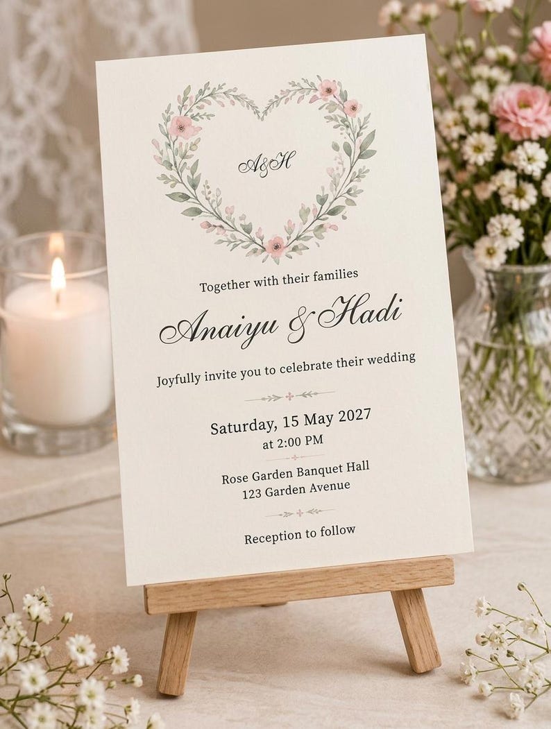 Wedding Invitation Card, Editable Canva Wedding Template - Etsy