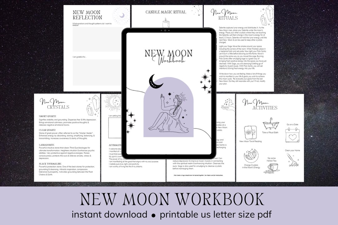 New Moon Rituals Workbook – Intention Setting, Activities (printable ...