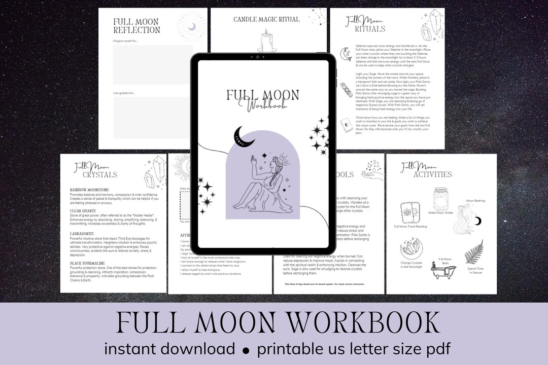 Full Moon Workbook Printable PDF Files - 8.5 X 11 US Letter Size - Full ...
