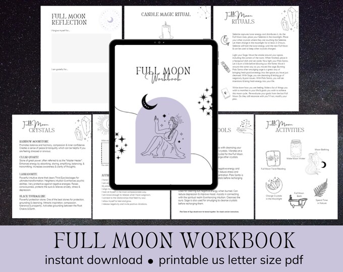 Full Moon Workbook Printable PDF Files - 8.5 X 11 US Letter Size - Full ...