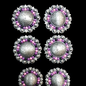 Set of 6 - Saddle Concho Set Purple, Black and Pink Cabs - Etsy