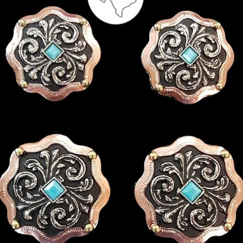 Set of 6 New West Saddle Concho Set Antique Nickel Copper - Etsy