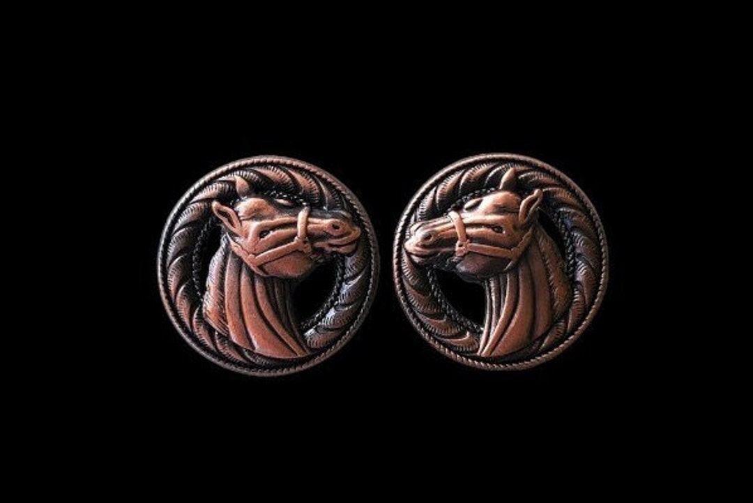 1 Horse Head Screw-back Conchos Antique Copper - Etsy