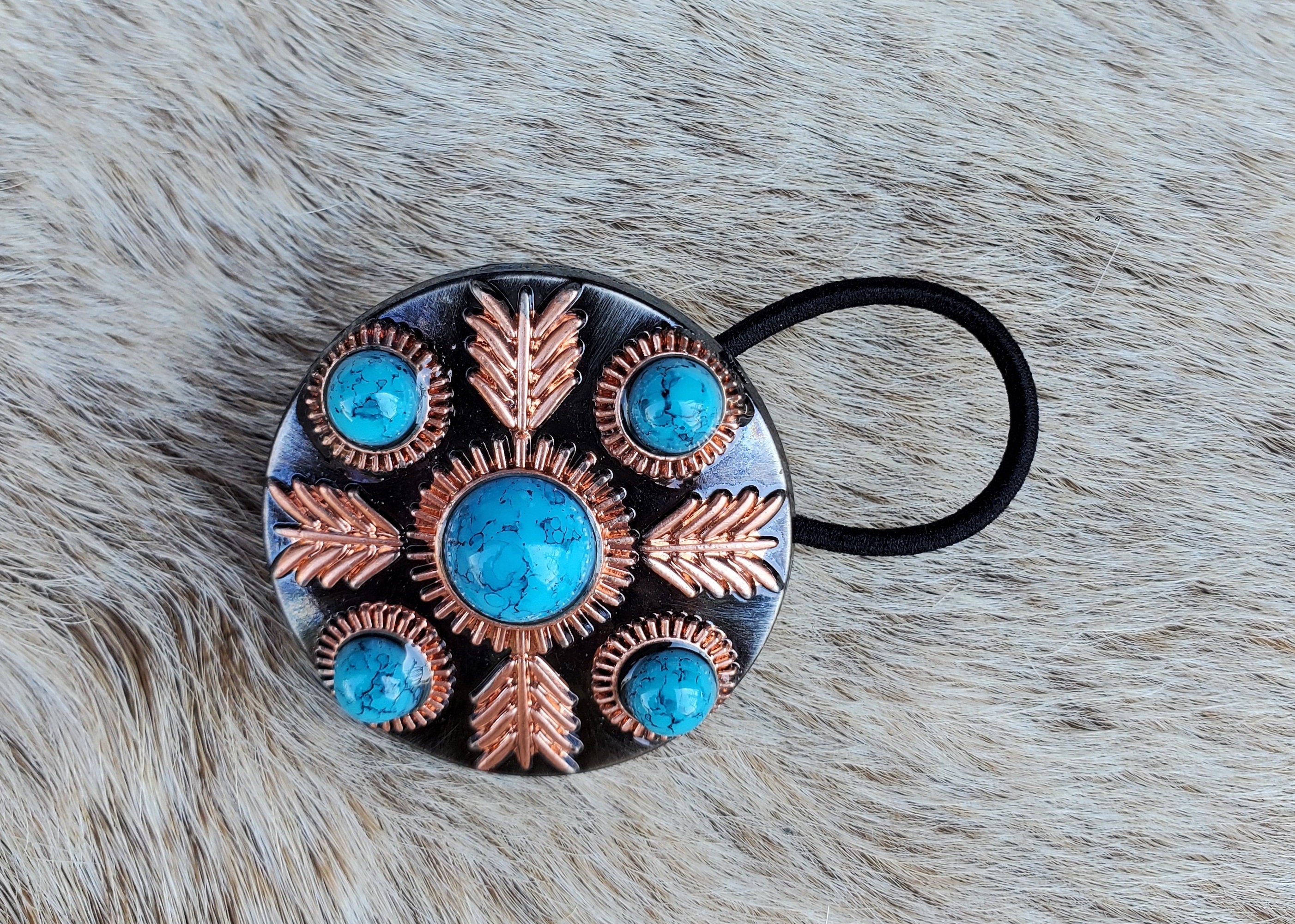 Feathered Turquoise Ponytail Holder - Etsy