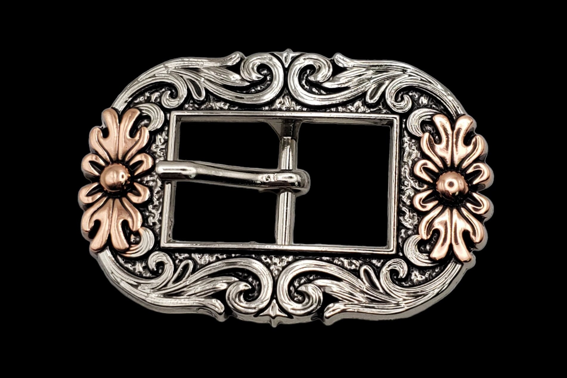 3/4" Floral 2-tone Cart Buckle - Etsy
