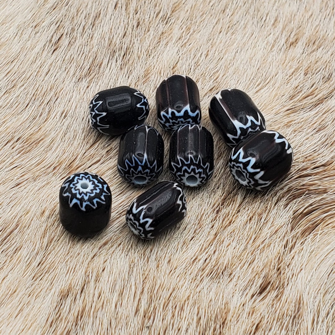 Glossy White/black Medium Glass Chevron Beads - Etsy
