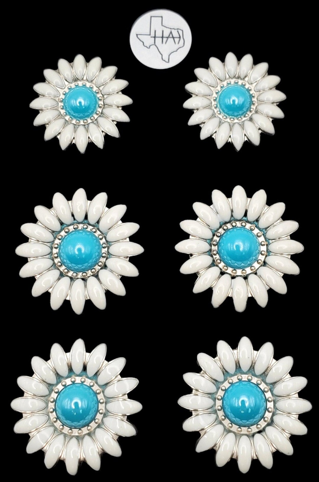 Set of 6 - Saddle Set Daisy Conchos With Turquoise Centers - Etsy