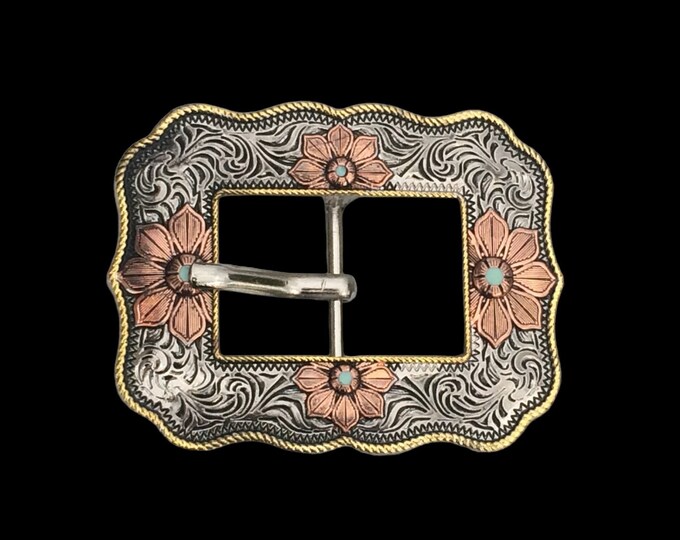 3/4 Floral Rope Edge Tri-color Cart Buckle - Etsy