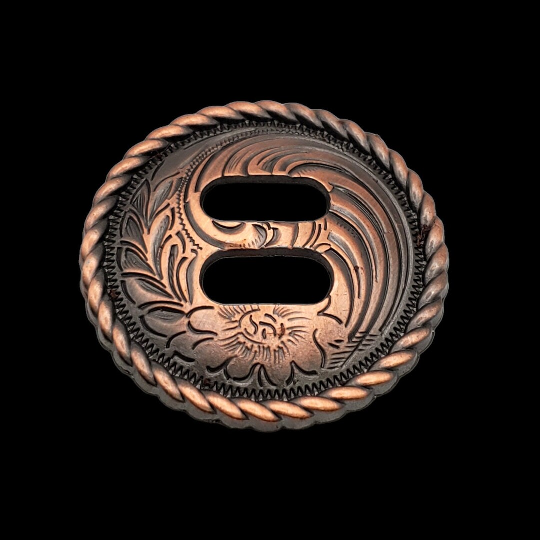 1-1/2" Slotted Rope Edge Floral Concho Copper Plated W/ Black Enamel - Etsy