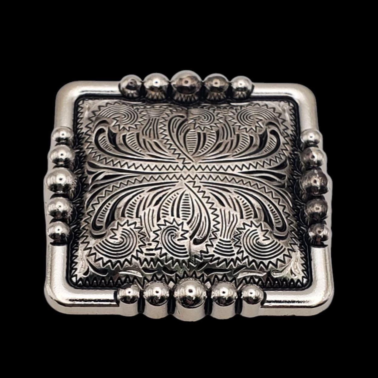 Set of 6 - Saddle Set Stock Show Square Conchos in Nickel Plating - Etsy