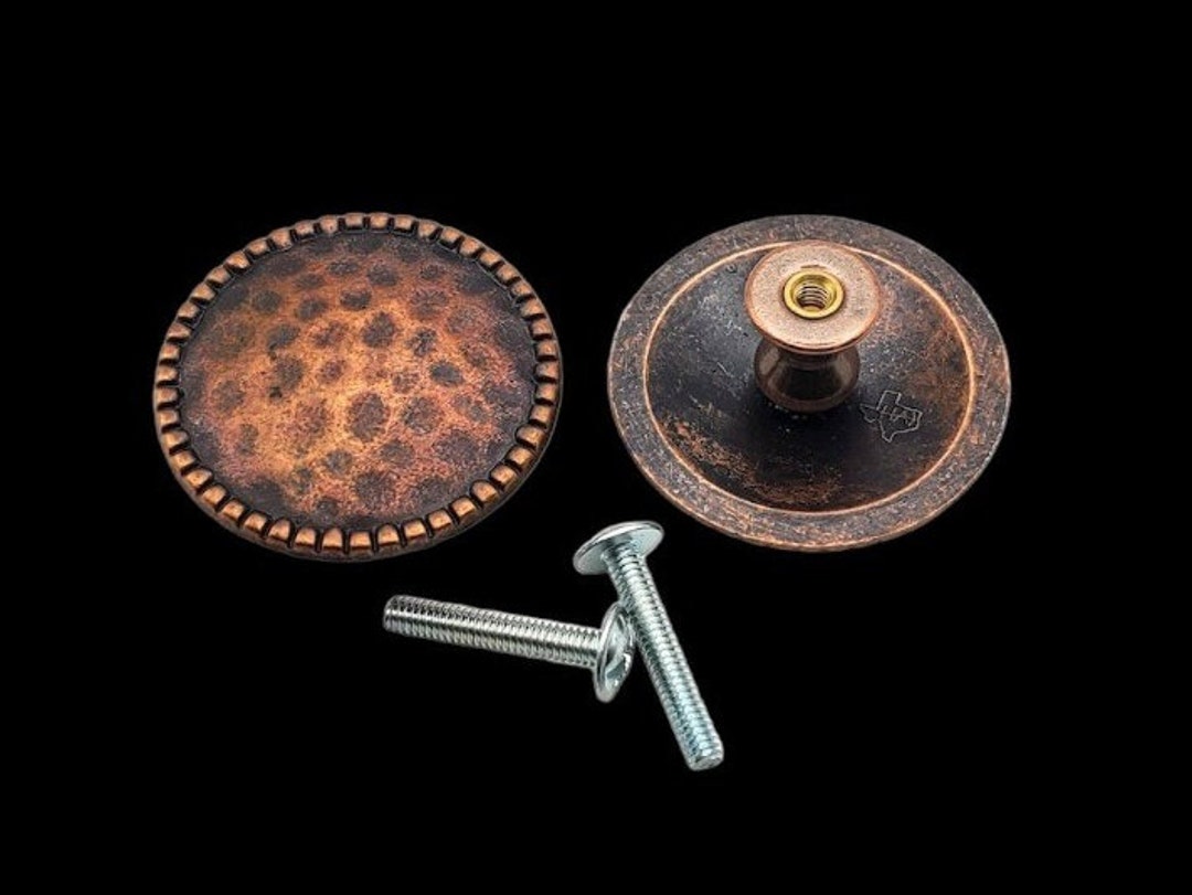 ACP Hammered Cabinet Knobs pair Antique Copper - Etsy
