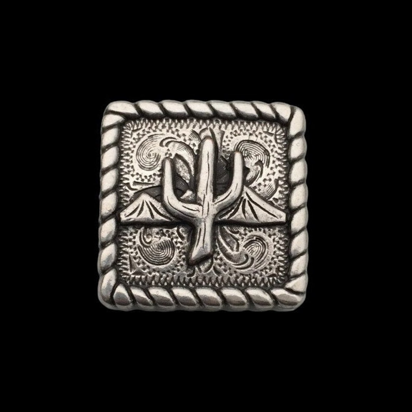 1-1/4 Screw Back Square Cactus Concho Ant Silver - Etsy