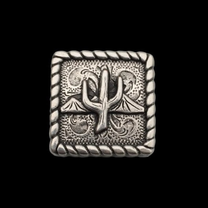 1-1/4 Screw Back Square Cactus Concho Ant Silver - Etsy