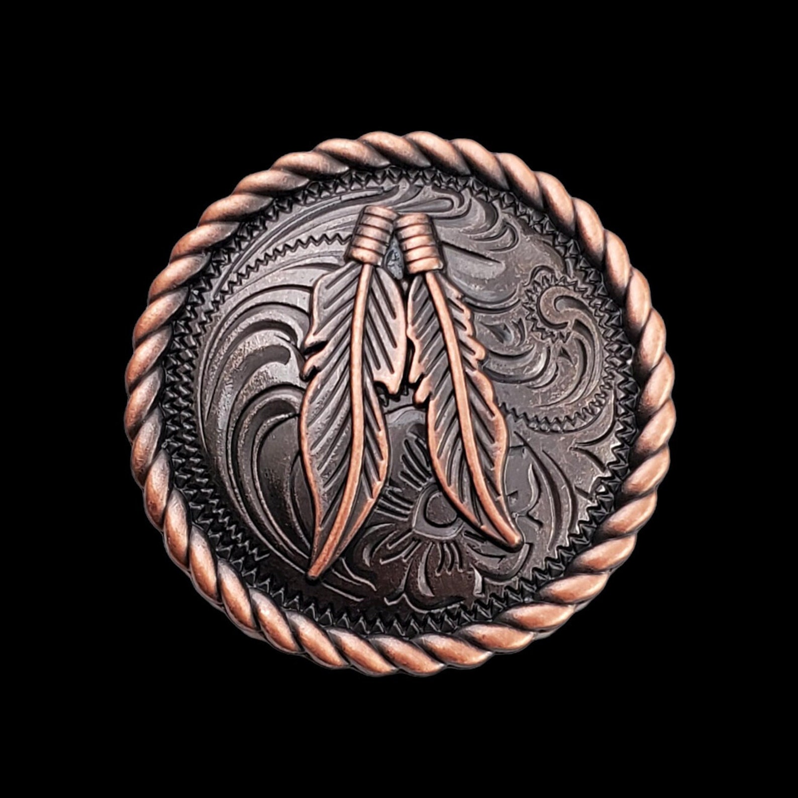 1-1/2" Feathers Concho Antique Copper Screw-back - Etsy