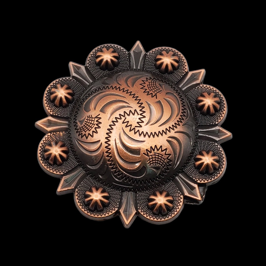 3" Antique copper Plated Screw-back Concho - Etsy