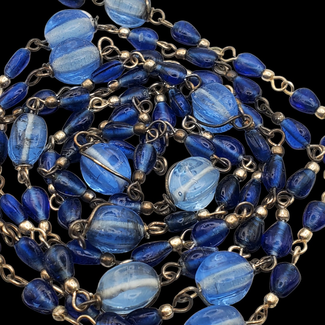 Glass Bead Chain Blue 1 Yard - Etsy