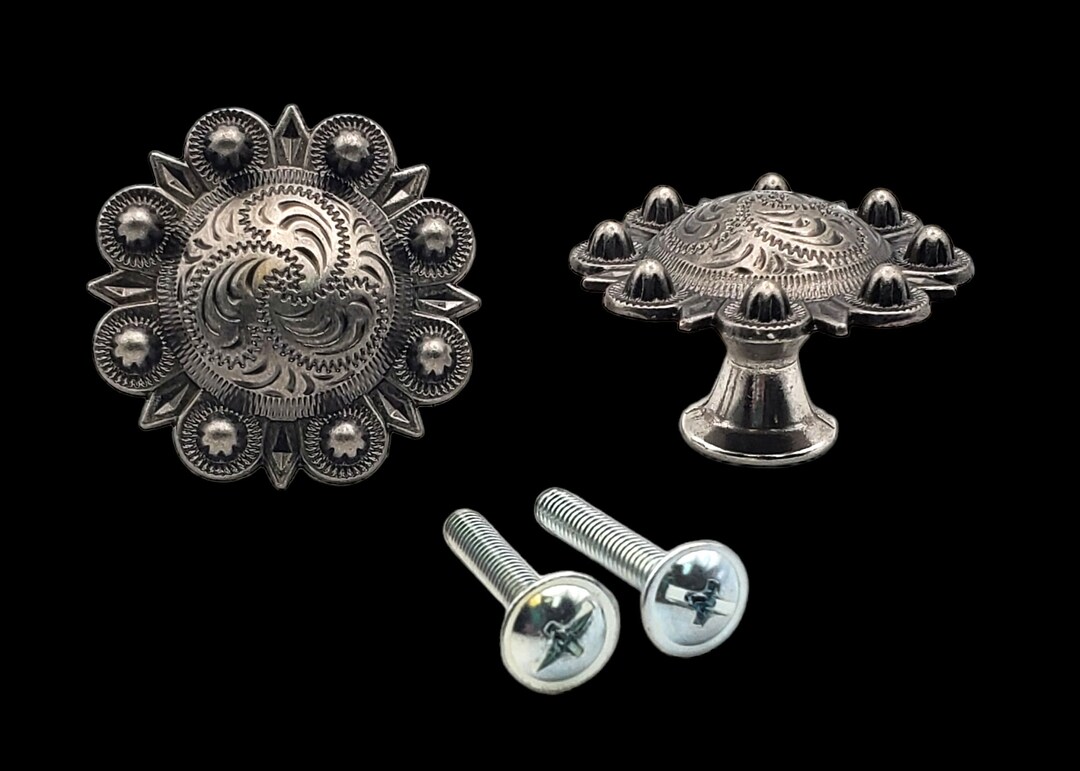 ANP Berry Concho Cabinet Knobs pair Antique Nickel Plated - Etsy
