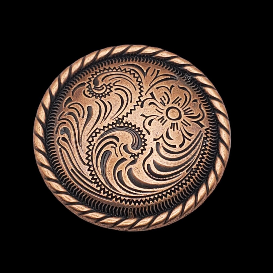 2-3/8" Rope Edge Antique Copper Screw Back Concho - Etsy