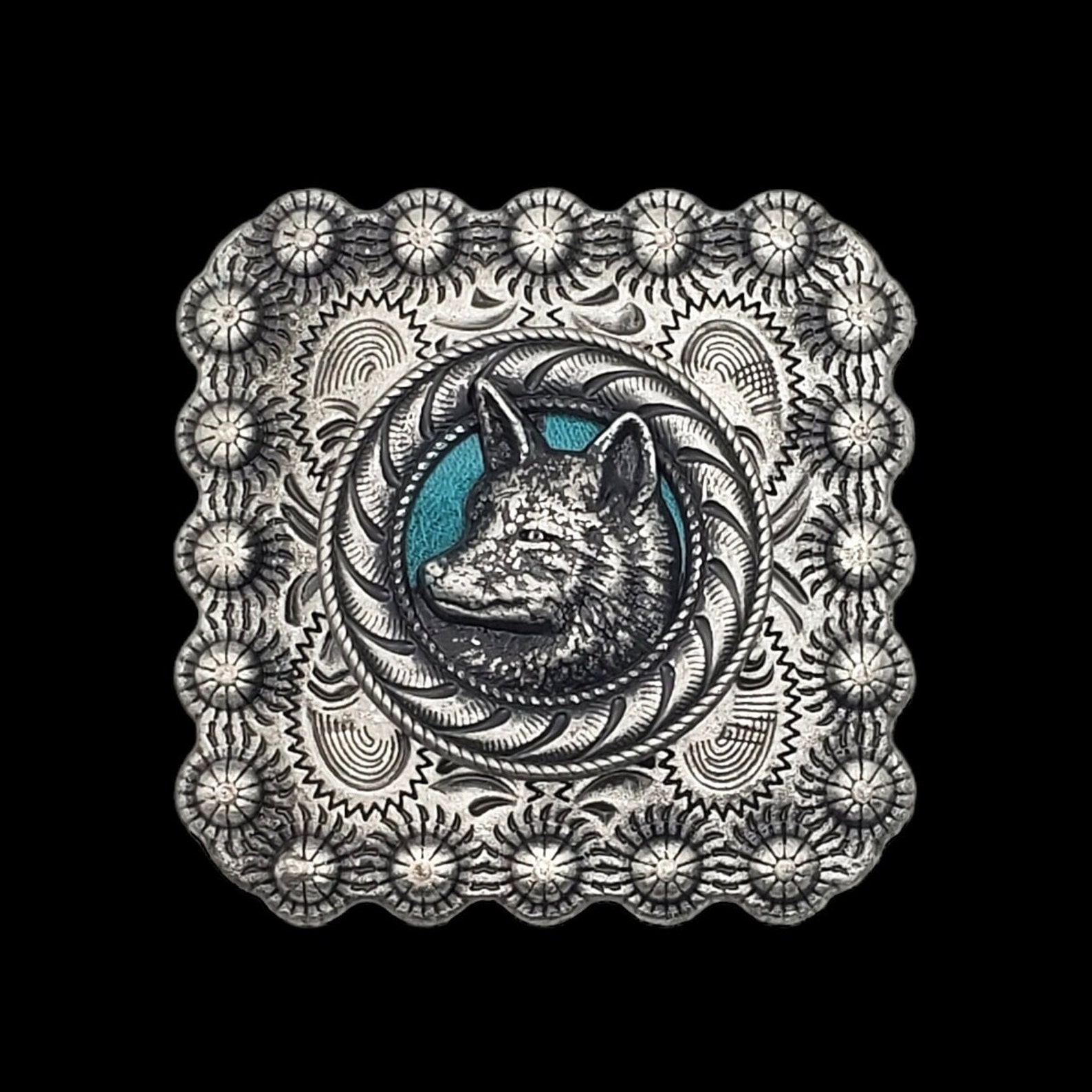 2-1/4" Fox Head Square Concho ANP - Etsy