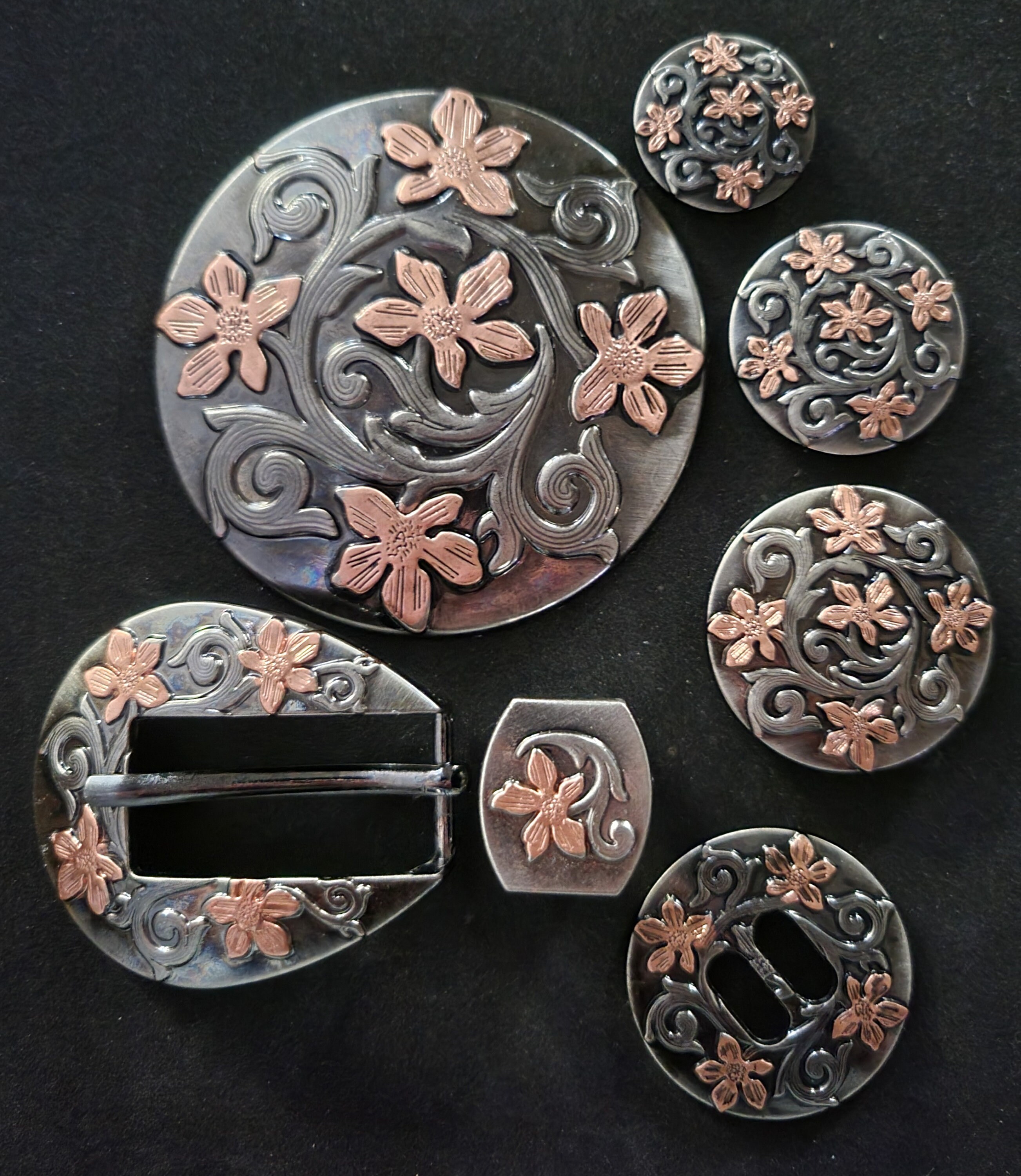 1-1/2" Screw-back Wildflower Concho Antique Nickel & Copper Plated - Etsy