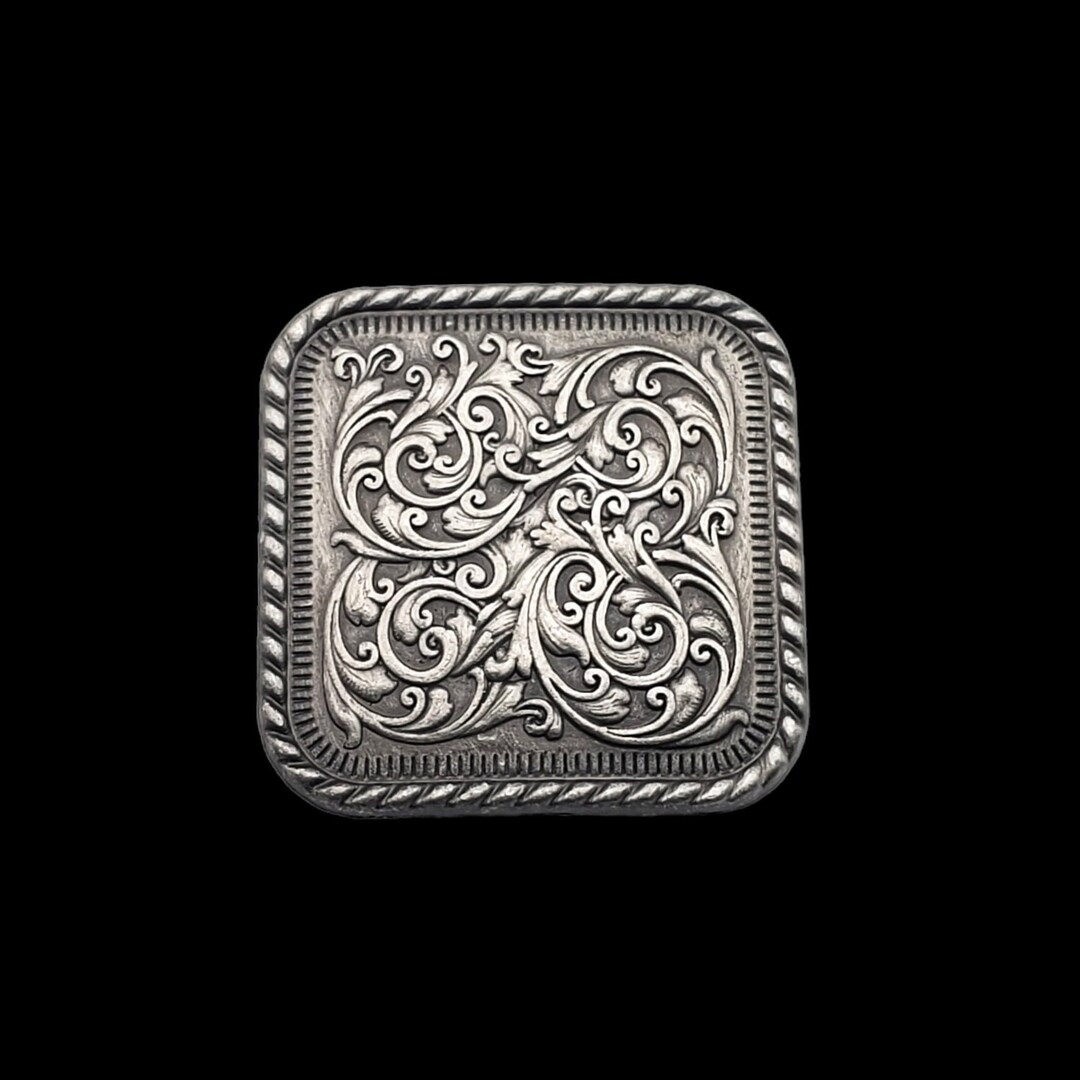 1-1/4" Screw Back Florid Square Concho Ant Silver - Etsy