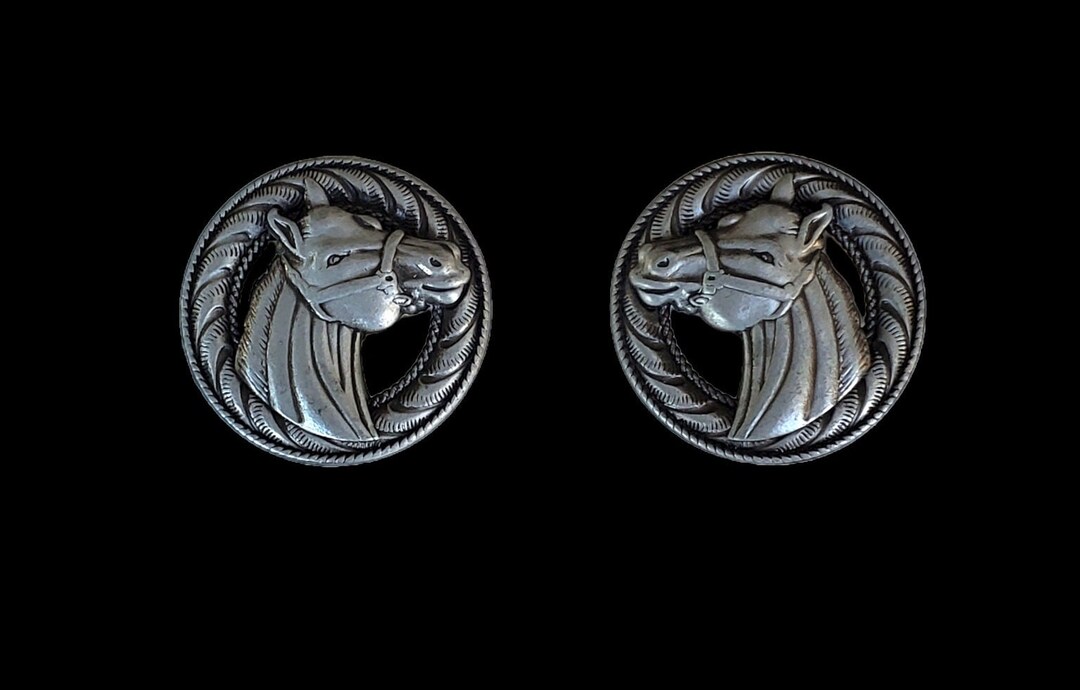 1" Horse Head Screw-back Conchos Antique Nickel - Etsy