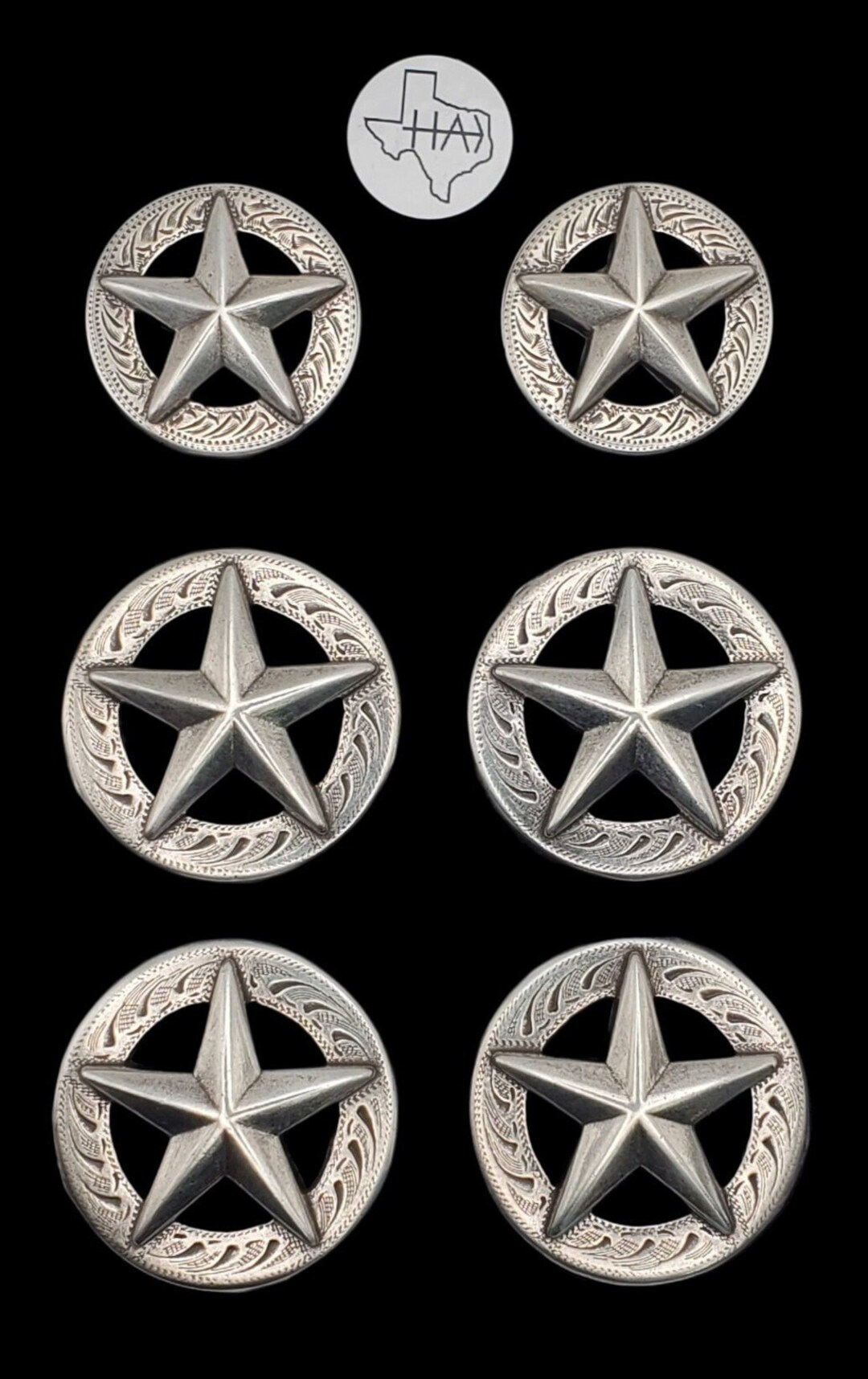 Set of 6 - 3-D Texas Star Concho Set HRSP - Etsy