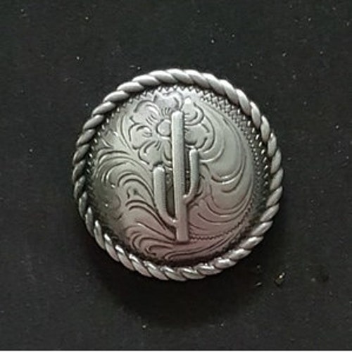 1 1/2 Screw Back Cactus Concho Ant Silver | Etsy