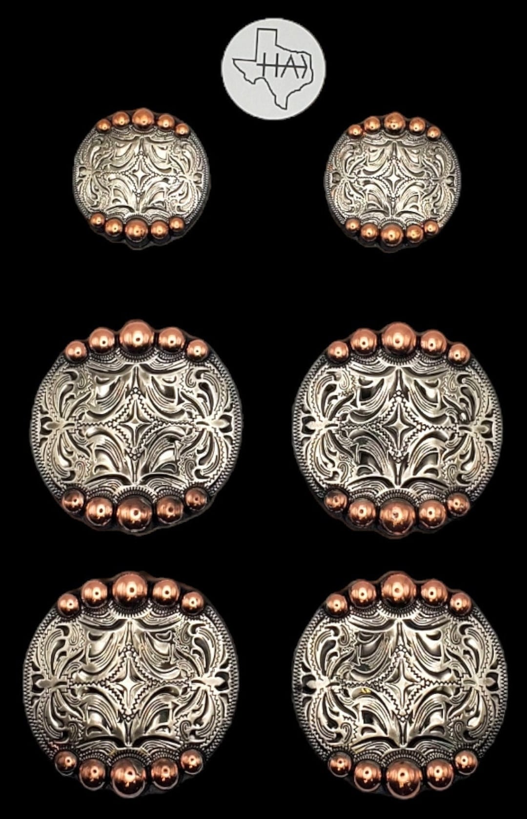 Set of 6 - Stock Show Conchos Saddle Set NP/CP (1/1.5) - Etsy